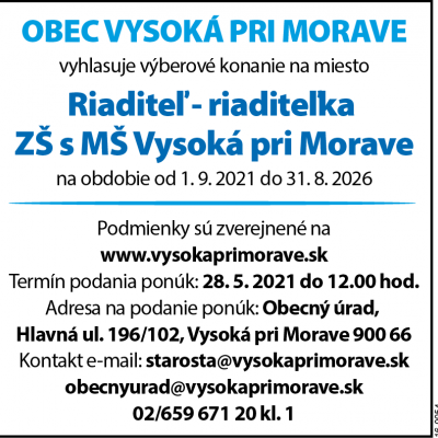 Obec Vysoká pri Morave - oficiálne stránky obce Vysoká pri Morave ...